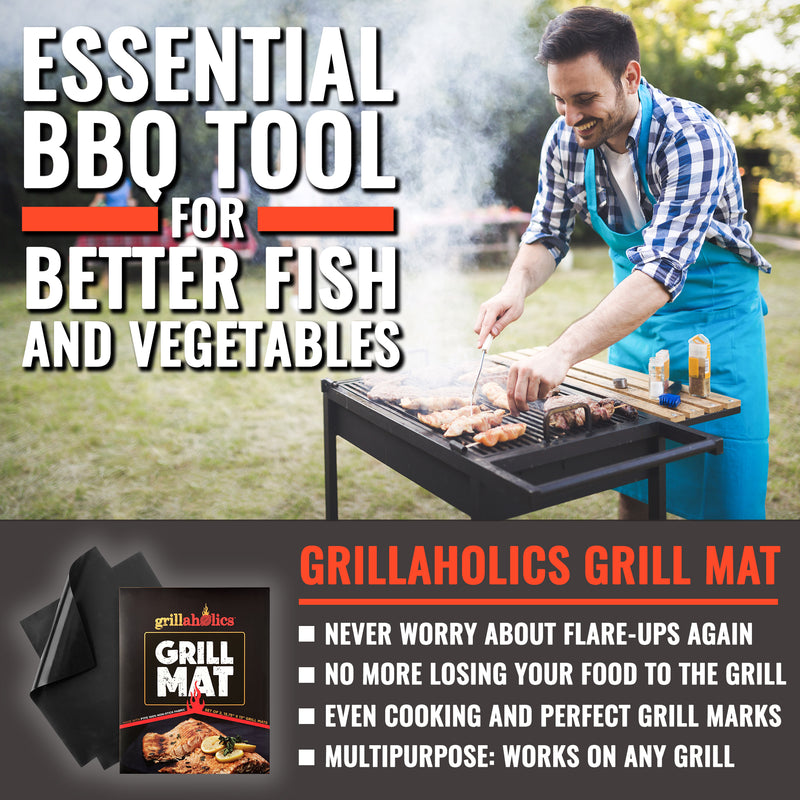 Grillaholics Grill Mats - 2 Non Stick Grill Mats for Outdoor Grill ...