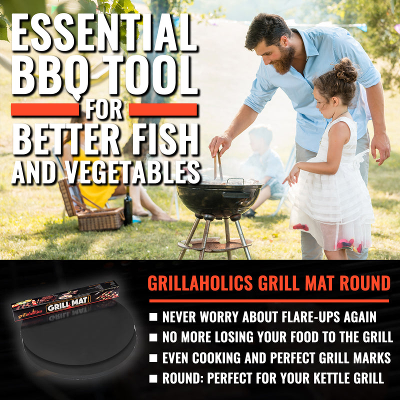 Round Grill Mat - Set of 2 - Heavy Duty Non-Stick Round Cooking Mats ...