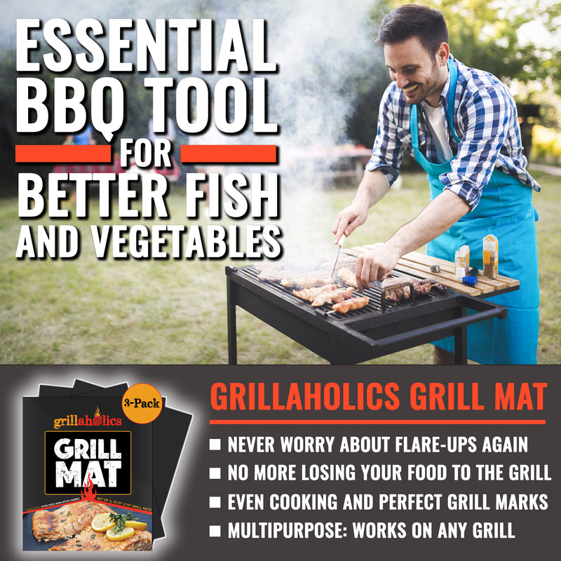 Grillaholics Premium Non Stick BBQ Grill Mat & Baking Mat (3-Pack ...